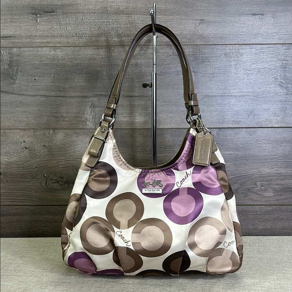 Coach | Bags | Coach 755 Clover Sateen Multicolor Maggie Signature ...